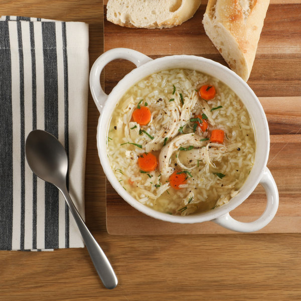 Gibson Elite Oyster Tide Embossed 6 Inch Soup Bowls with Handles. French Onion Soup Crocks ...